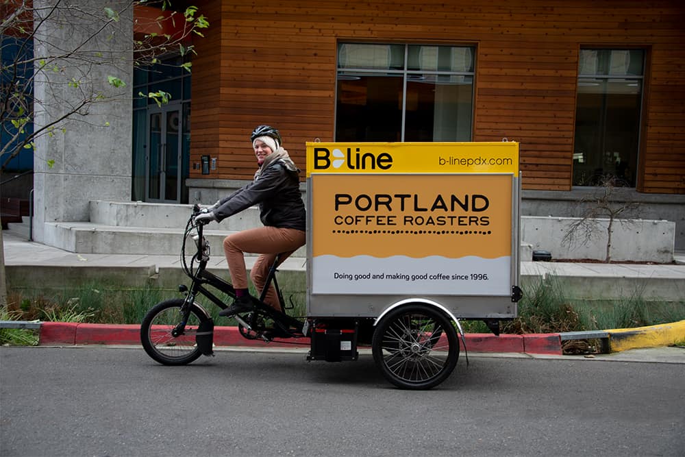 Beans delivery by bike-Portland Coffee Roasters - greenery.