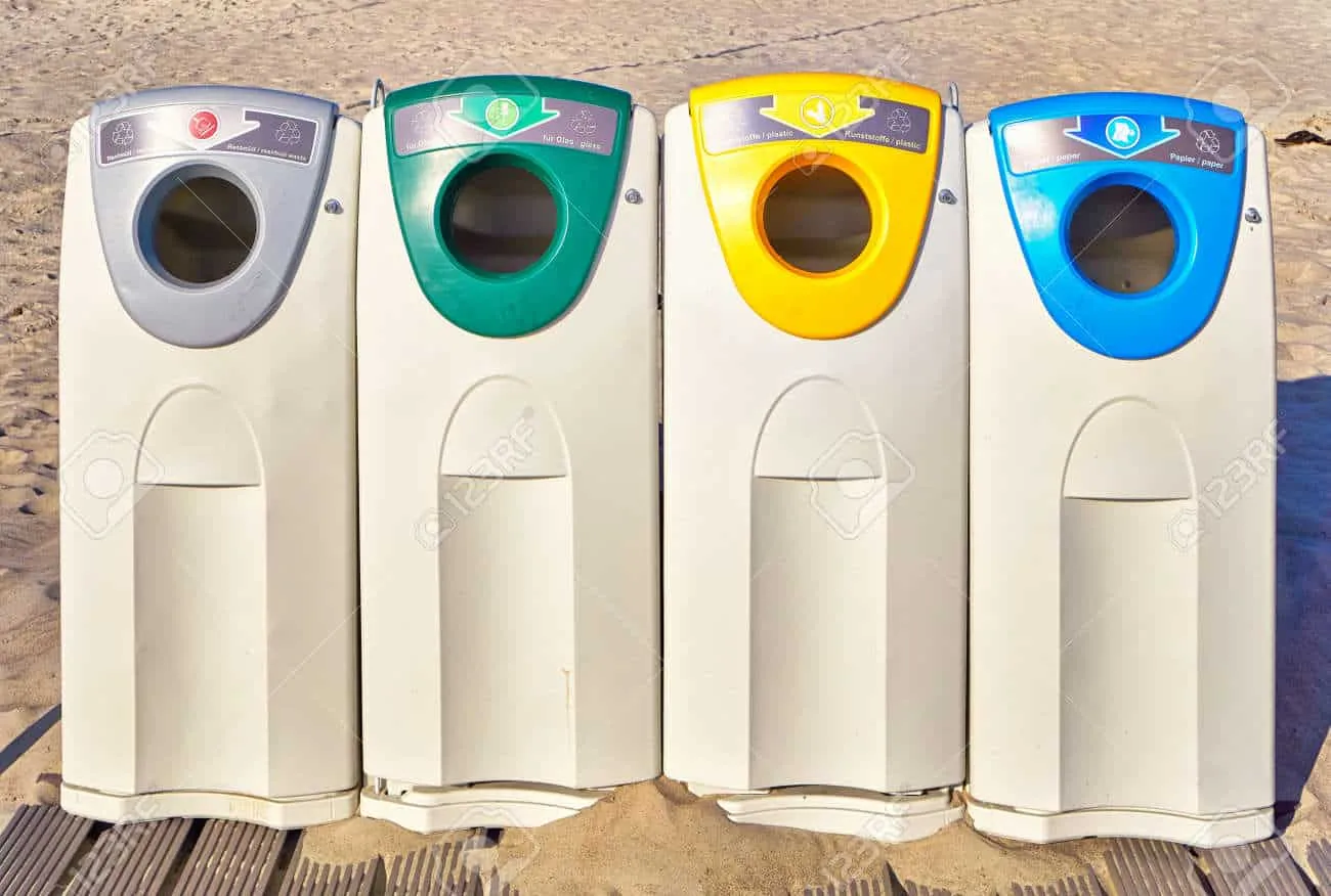 158626807-modern-garbage-sorting-containers-on-a-public-beach-with-a ...